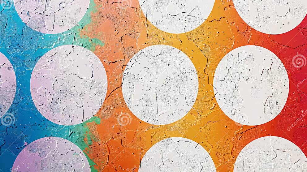 Multicolored Wall with White Circular Patterns Stock Photo - Image of ...
