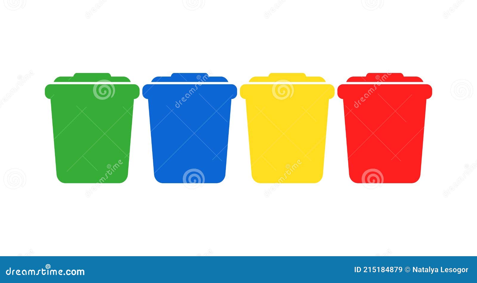 Multicolored Waste Containers, Separate Collection of Garbage Icons ...