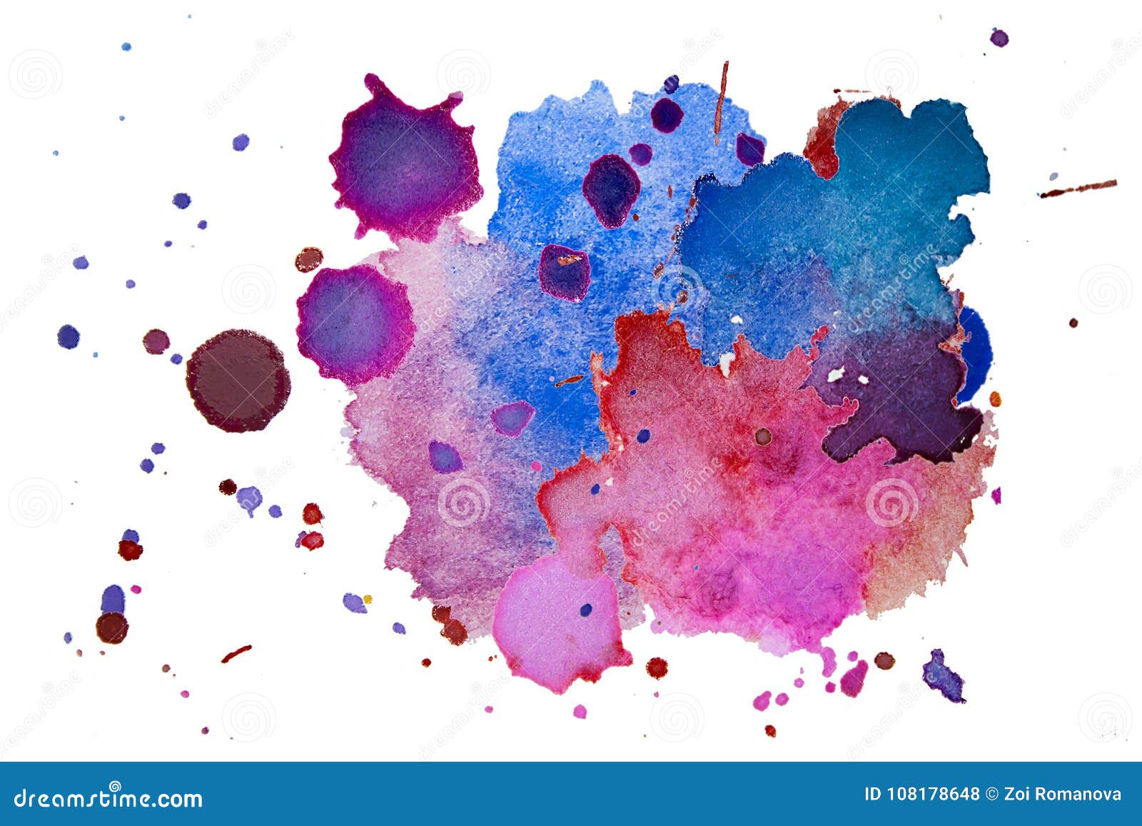 Multicolored Watercolor Splash Texture Blots Background Isolated ... Multicolored Watercolor Splash Texture Blots Background Isolated ...