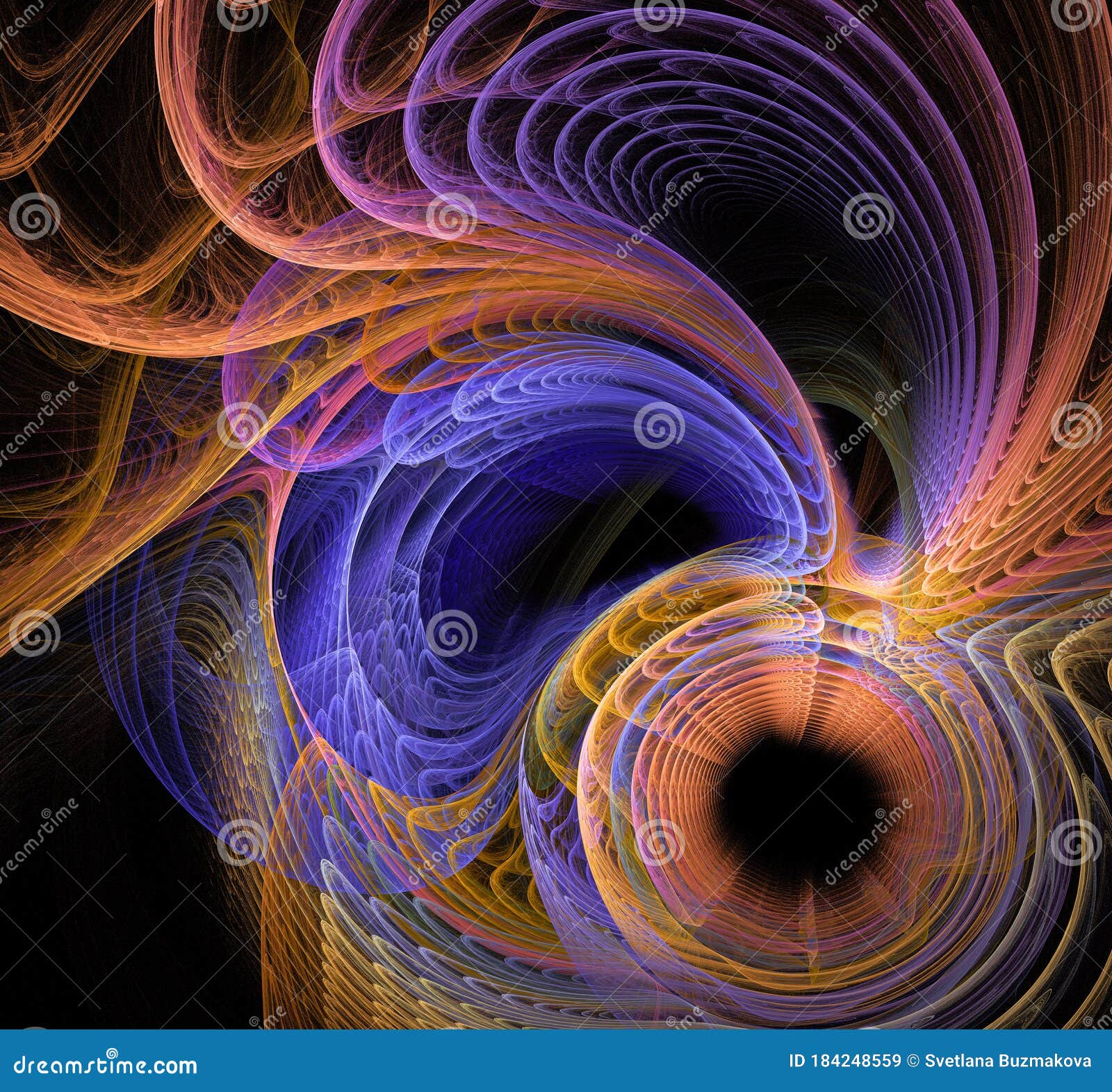 Multicolored Waves Of A Round And Oval Shape Diverge In Different ...