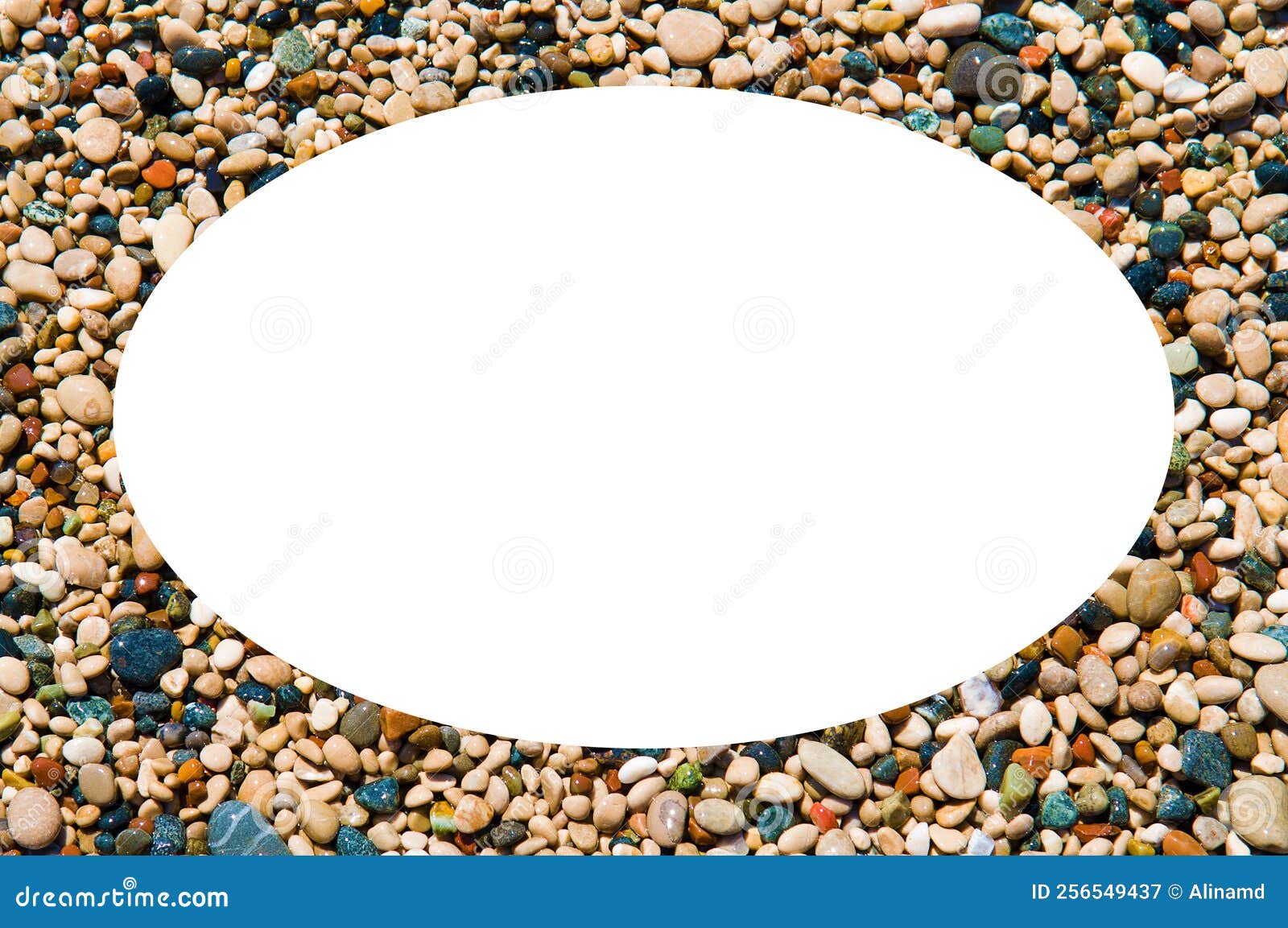Multicolored Wet Pebbles on the Mediterranean Beach. Oval Frame Made of ...