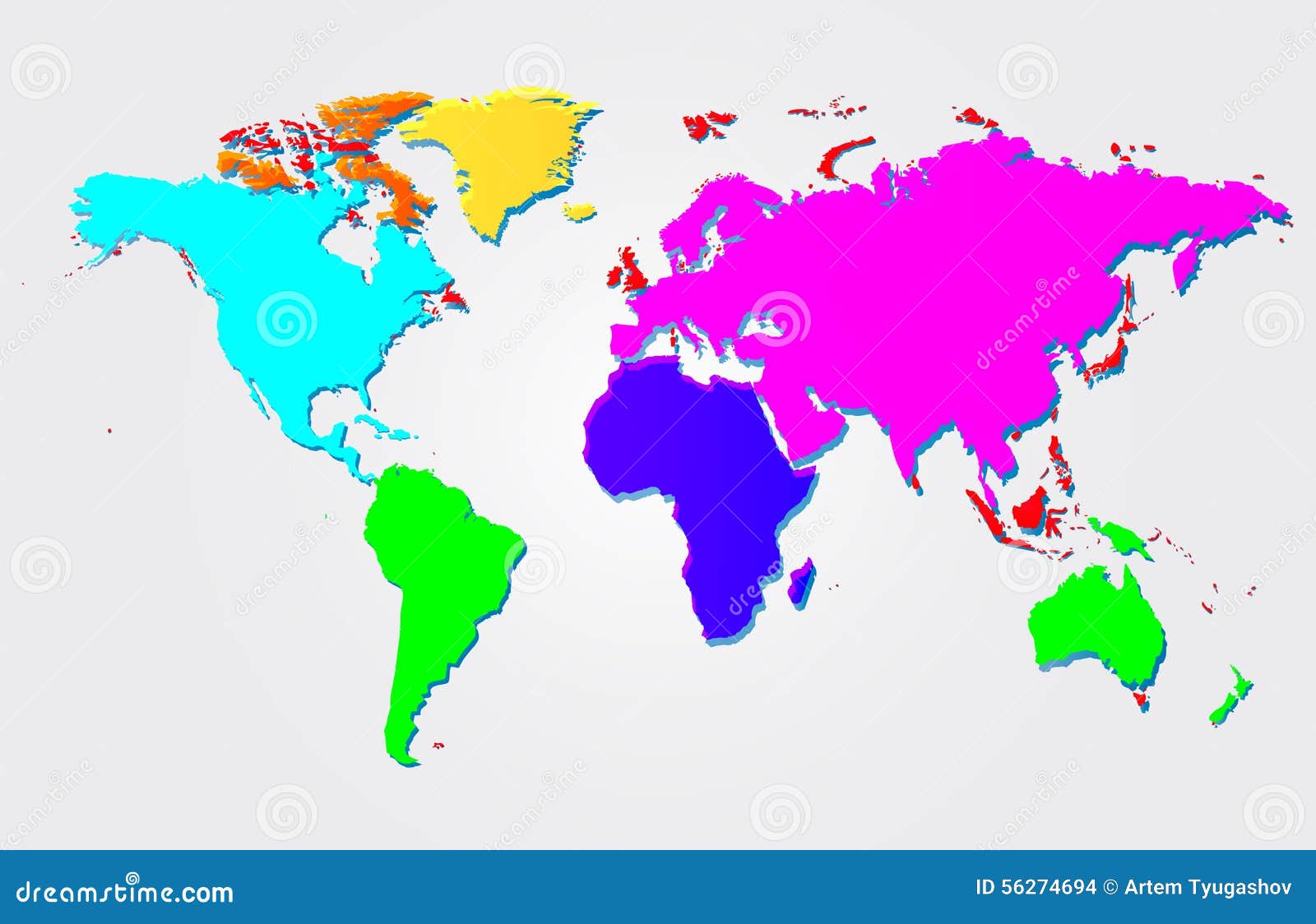 Multicolored Map Of World. Simplified Political Map With National ...