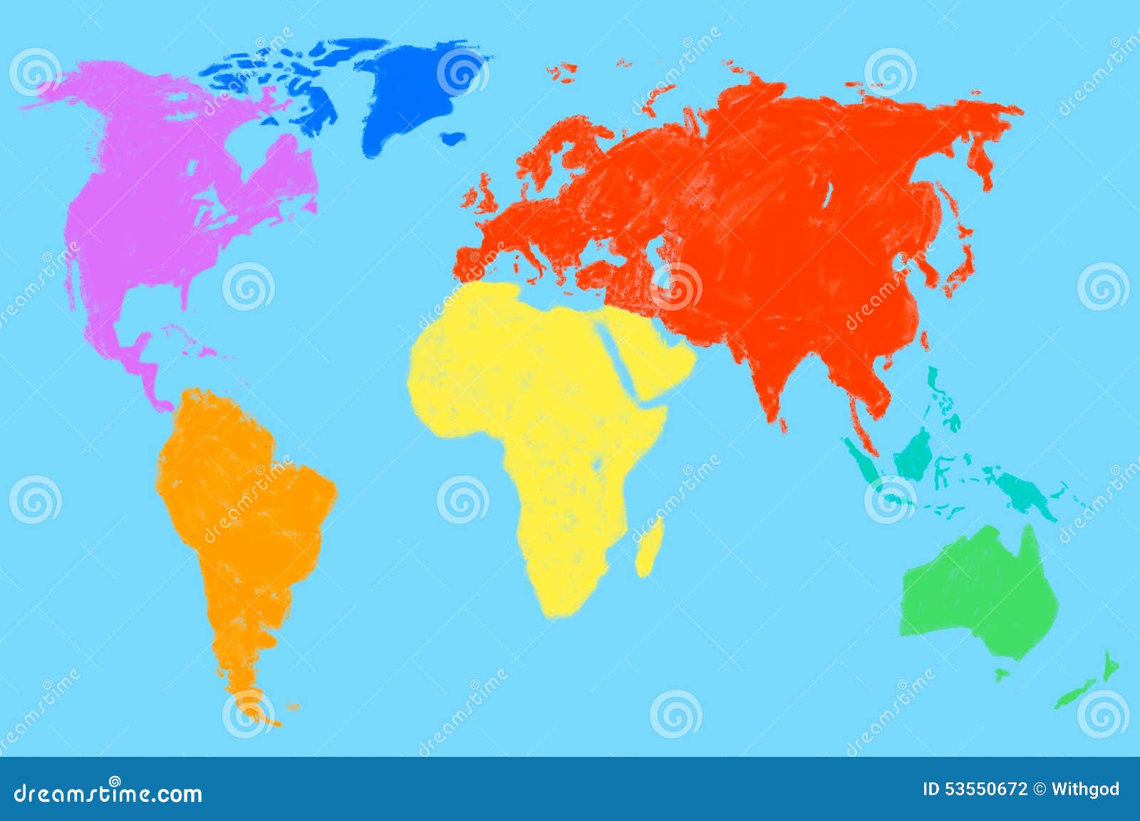 Multicolored World Map, Isolated Stock Illustration - Illustration of ...