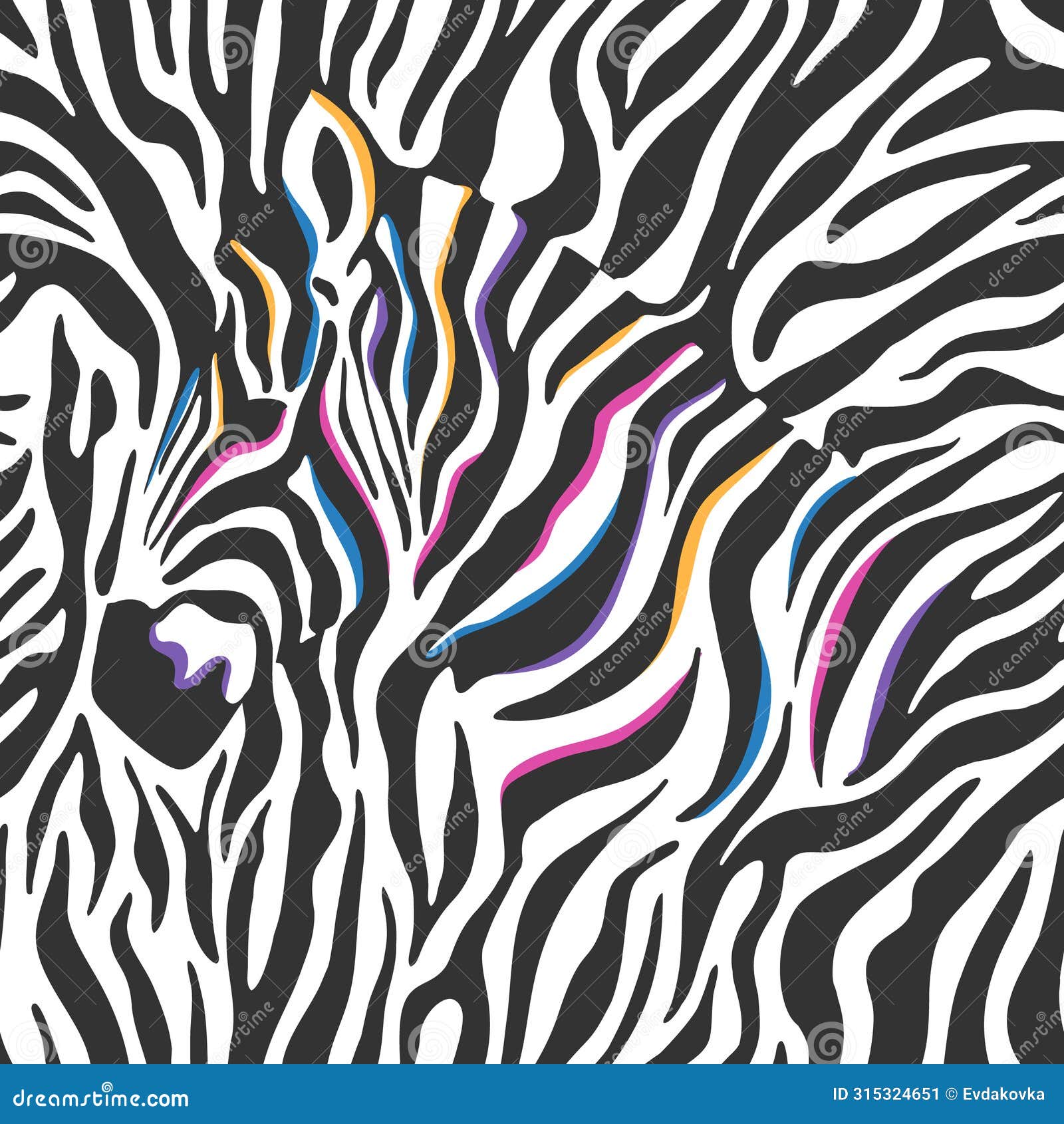 Multicolored Zebra Head Abstract Pattern. Modern Seamless Print for ...