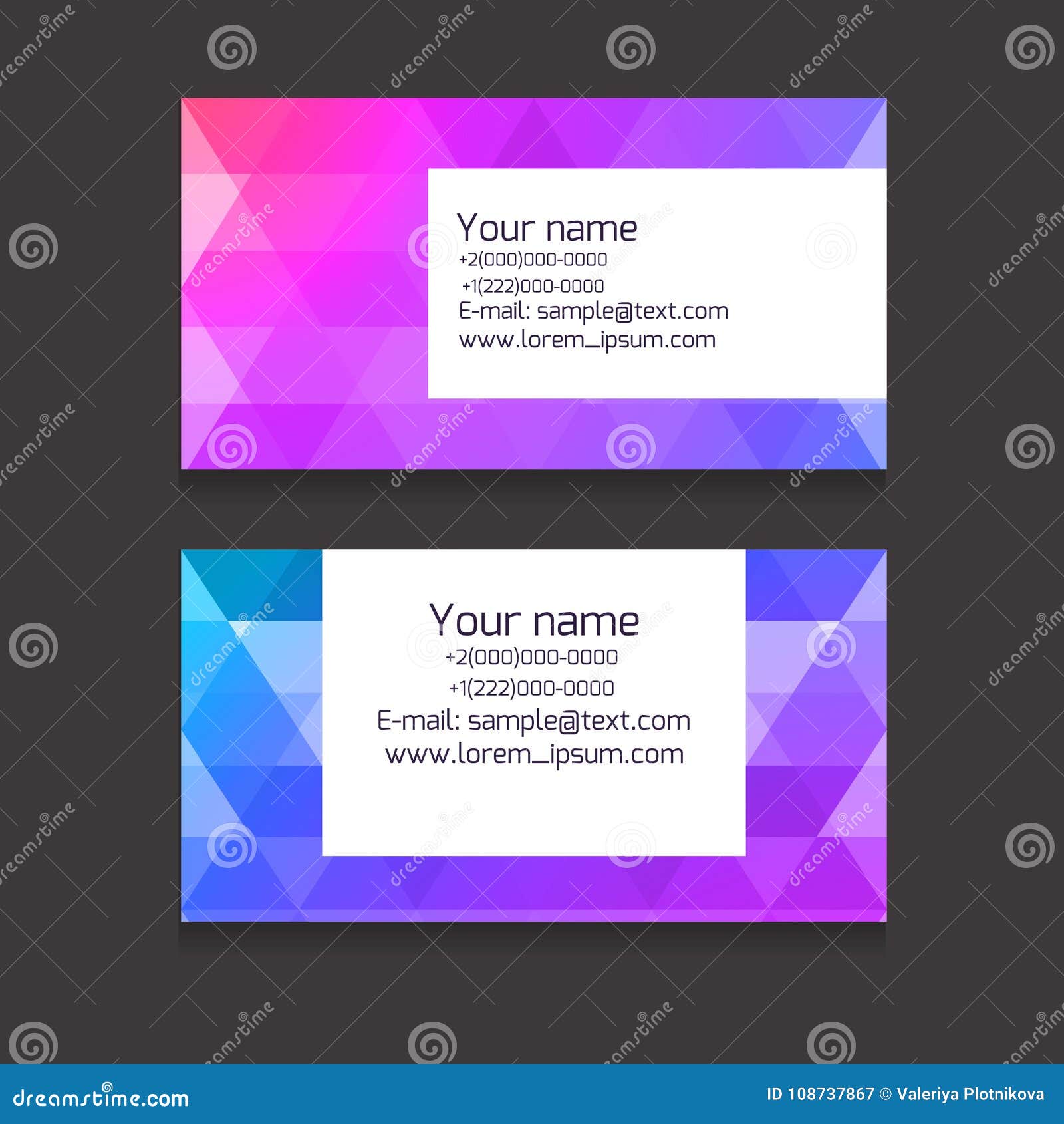 Multicolour Business Cards Template from Polygonal Backgrounds. Stock ...