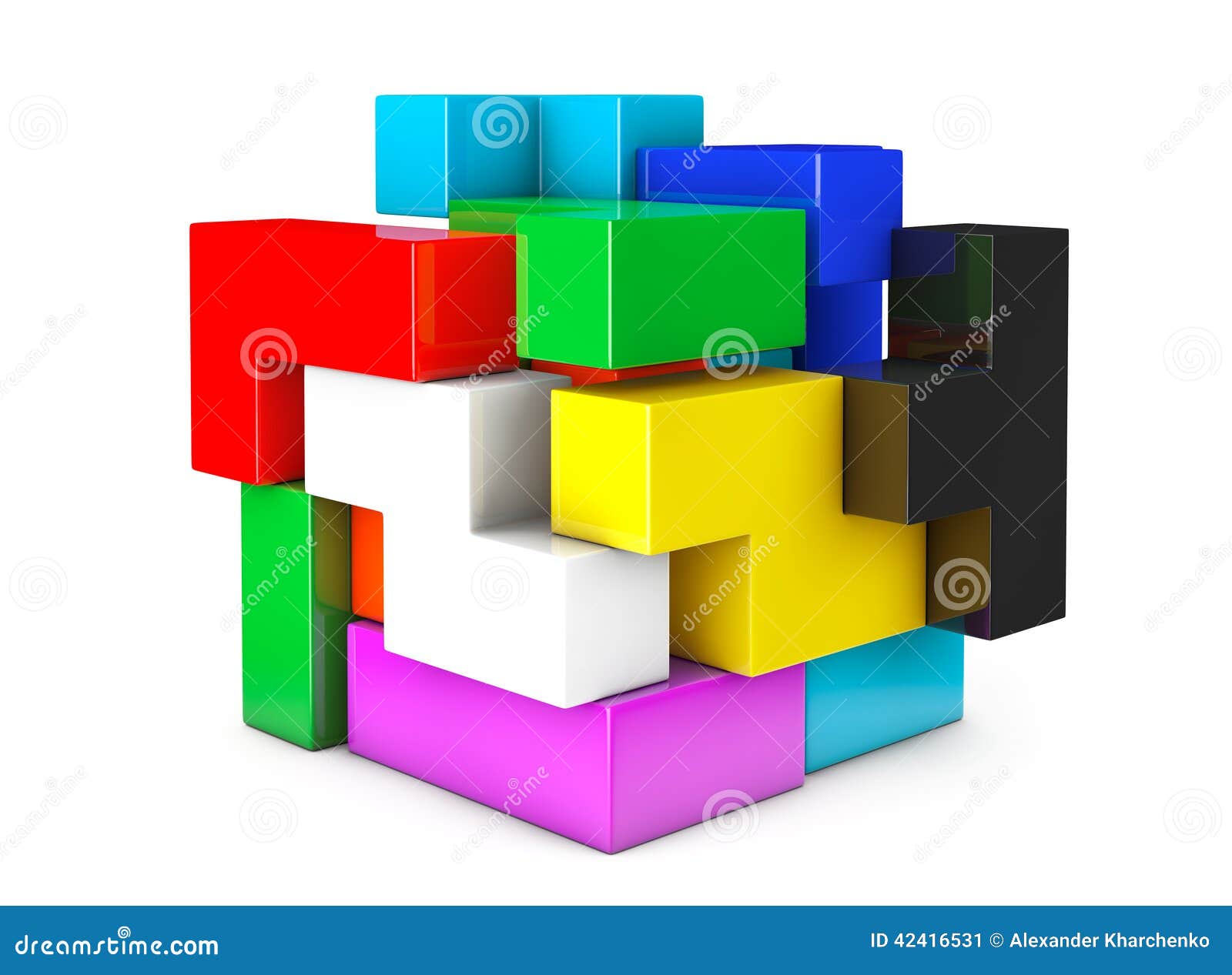 Multicolour Cube Brain Teaser Game Stock Illustration - Illustration of ...