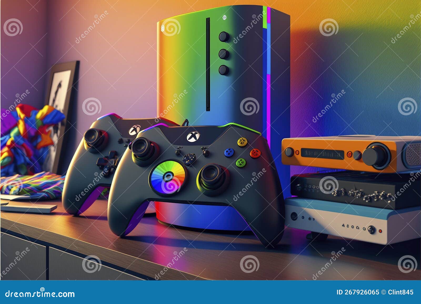 Multicolour Gaming Console Retro Editorial Image - Illustration of ...