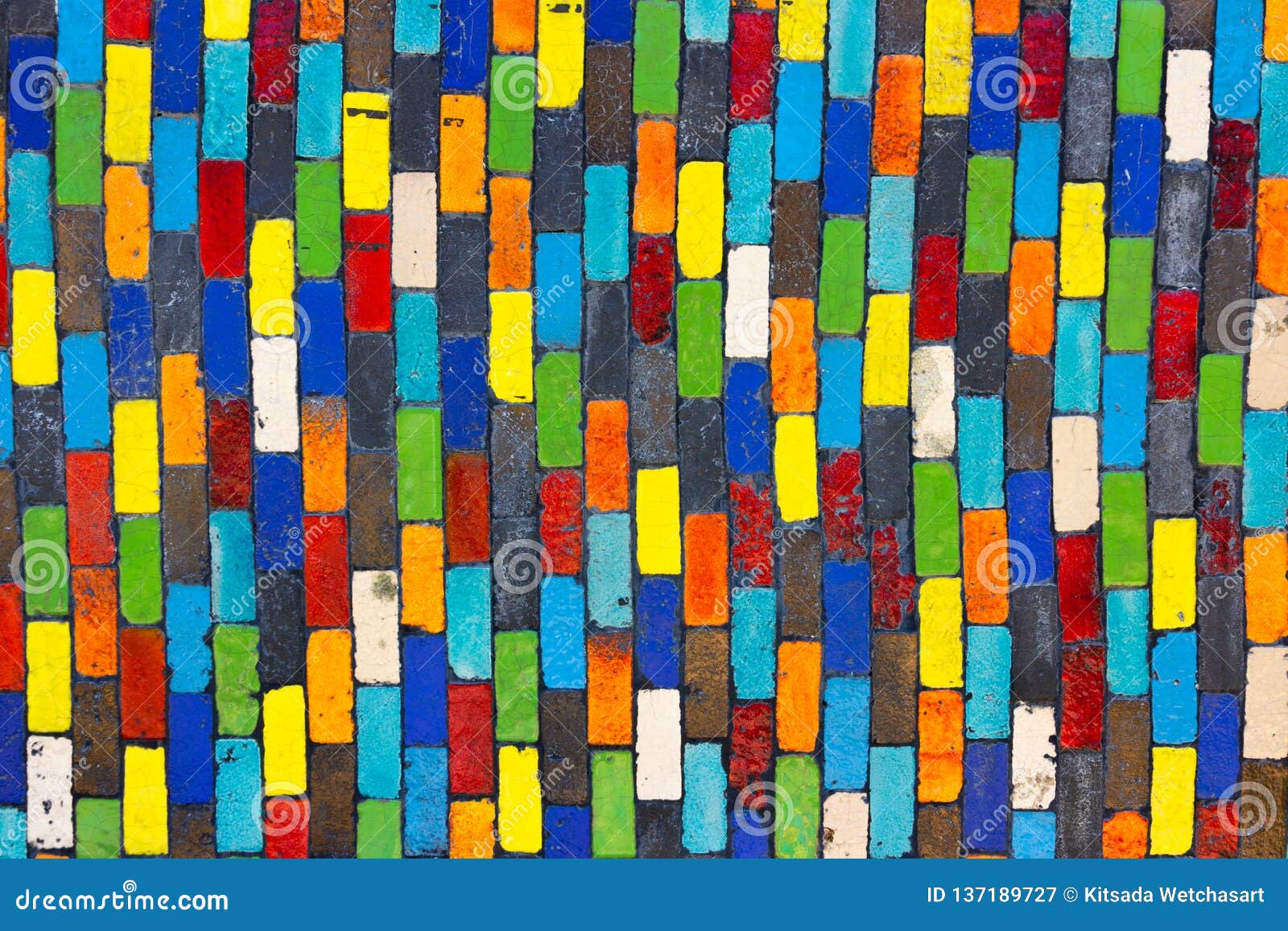 Multicoloured Brick Wall Texture Background Stock Image - Image of ...