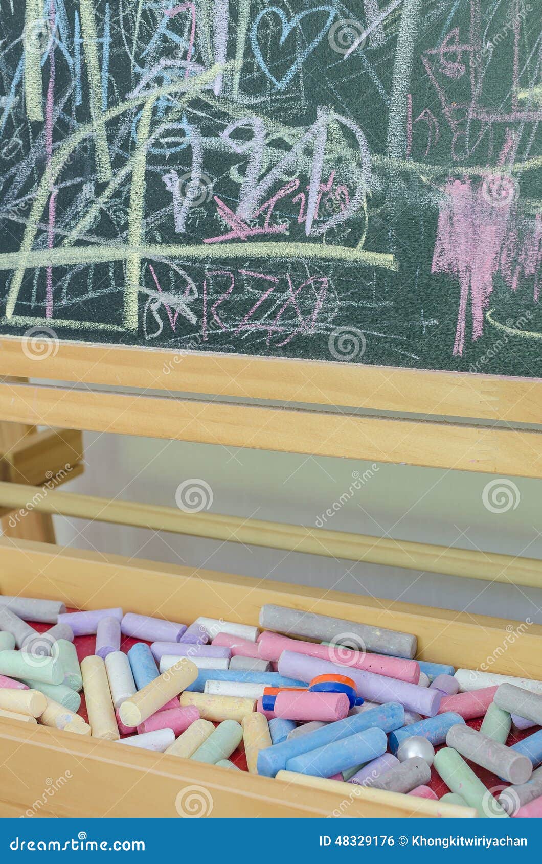 Multicoloured Chalk and Chalkboard Stock Photo - Image of knowledge ...