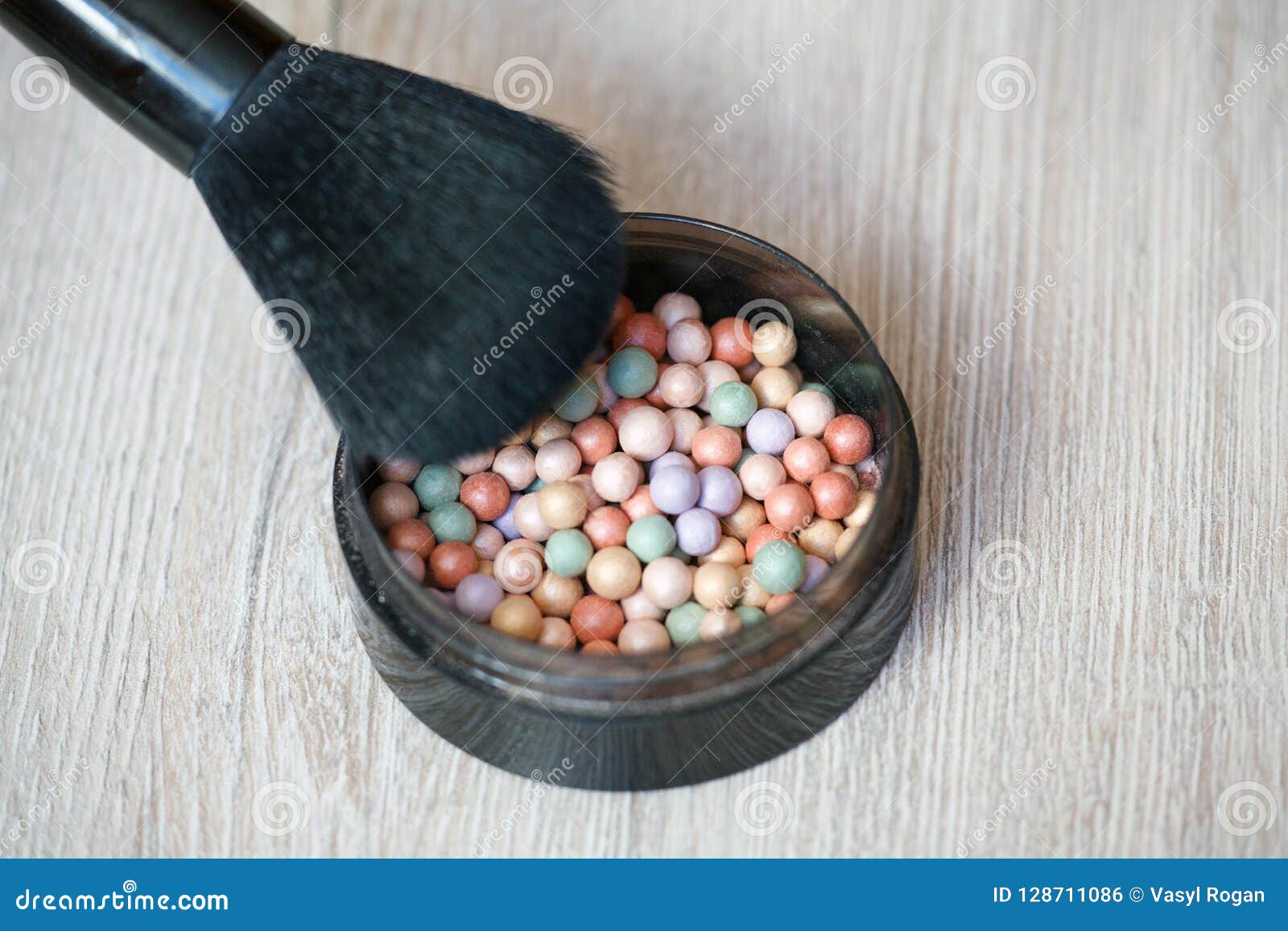 Multicoloured Corrector Face Powder Balls for Make Up. Powder Brush ...