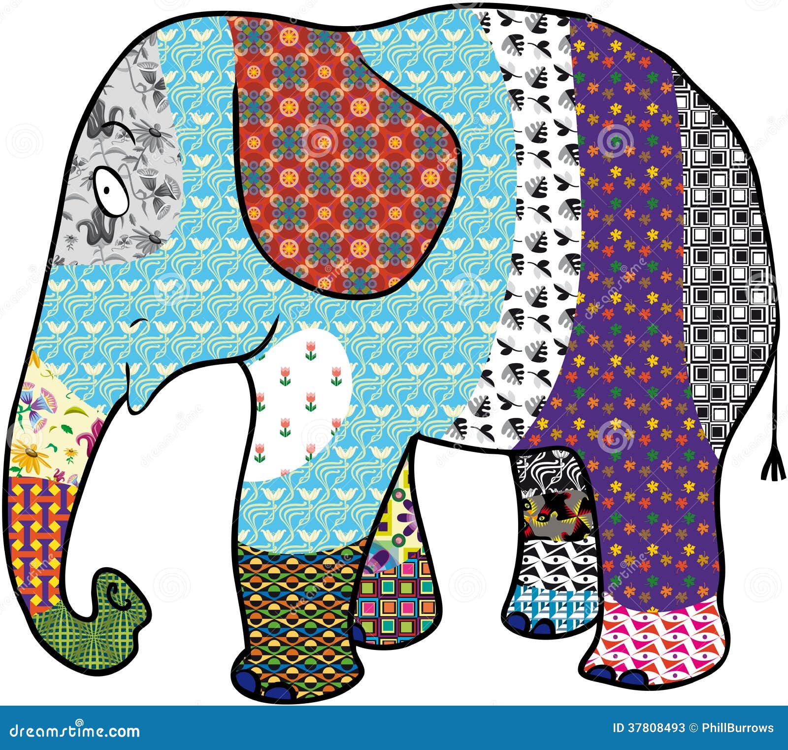 Multicoloured elephant stock vector. Illustration of stylised - 37808493