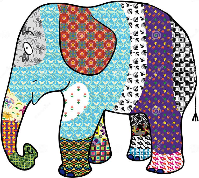 Multicoloured elephant stock vector. Illustration of stylised - 37808493