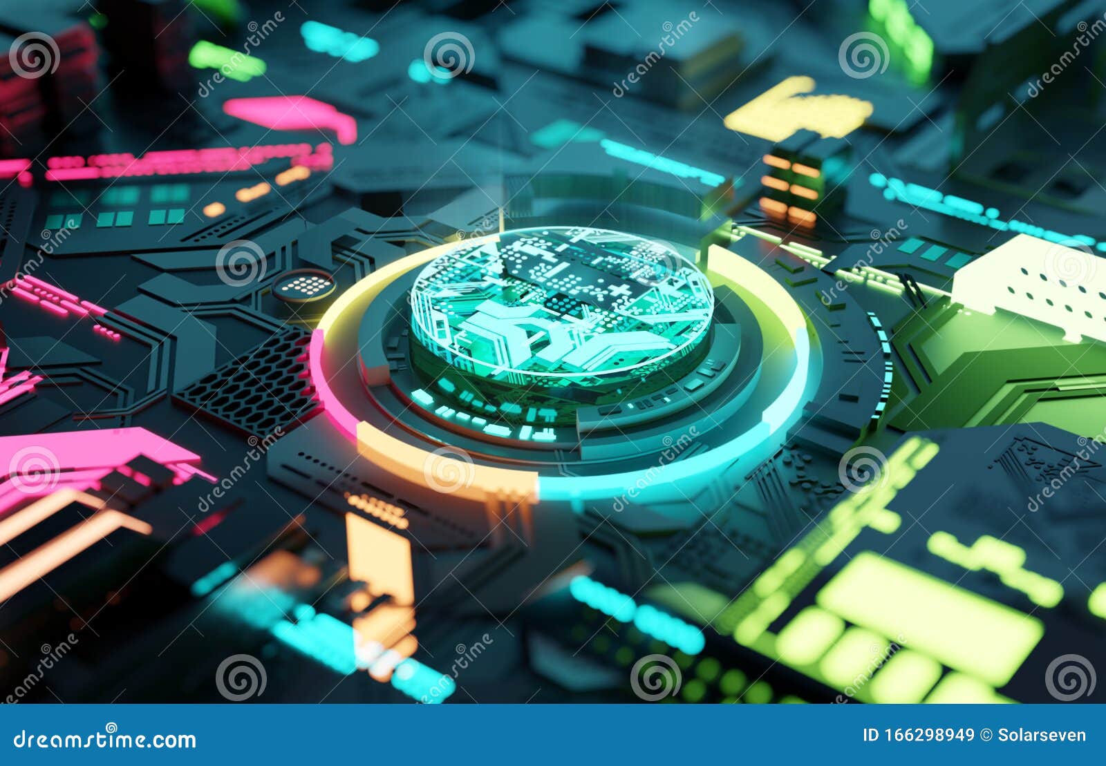 Multicoloured Futuristic CPU and Processor Stock Illustration ... Multicoloured Futuristic CPU and Processor Stock Illustration ...