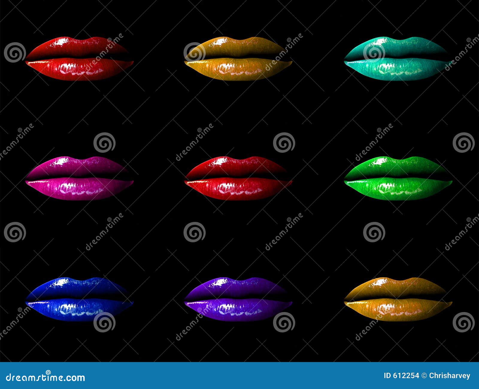 Multicoloured Lips stock illustration. Illustration of romance - 612254