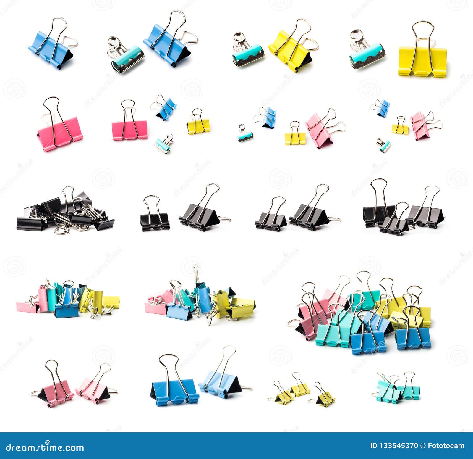 Multicoloured Paper Clips Collection Isolated on White Backgroun Stock ...
