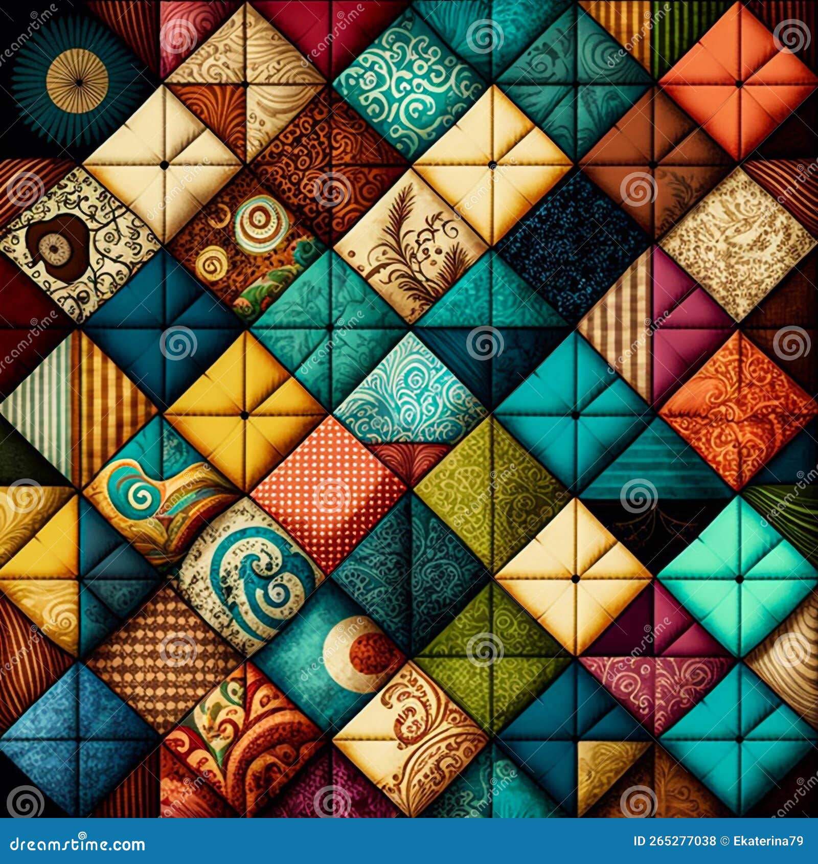 Multicoloured Patchwork Background. Created with Generative AI Stock Illustration - Illustration ...