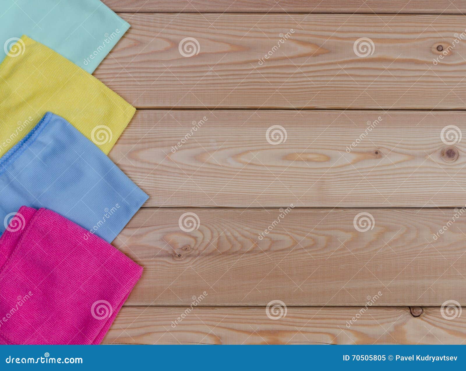 Multicoloured Rags for Cleaning on Wooden Table Stock Image - Image of ...