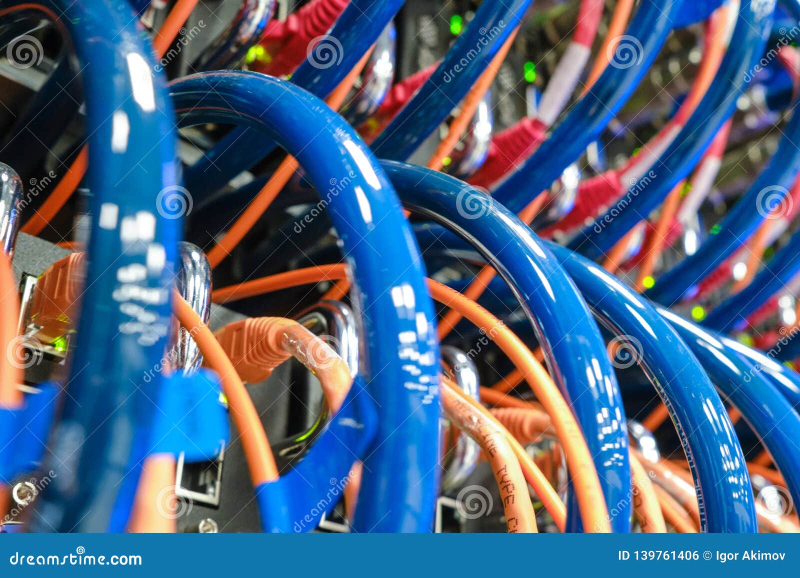 Computer Server Wires Blue and Red Stock Photo - Image of energy ...