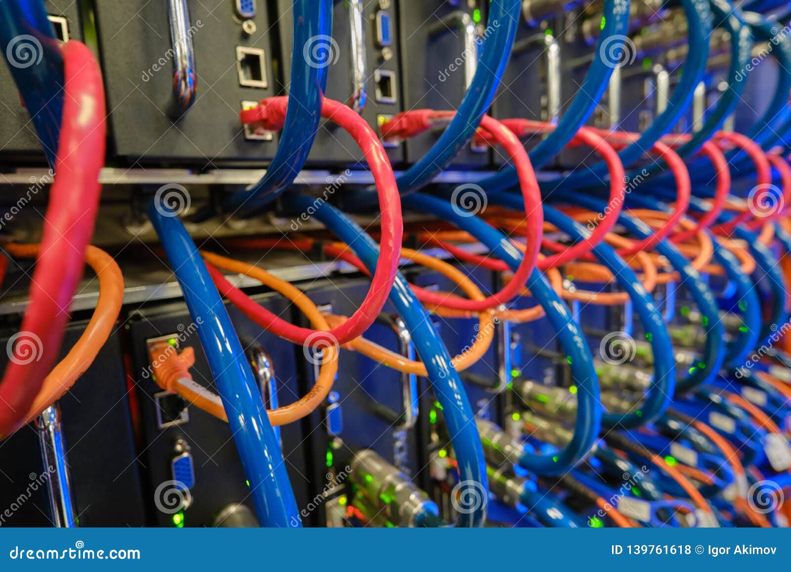 Computer Server Wires Blue and Red Stock Photo - Image of global, cable ...