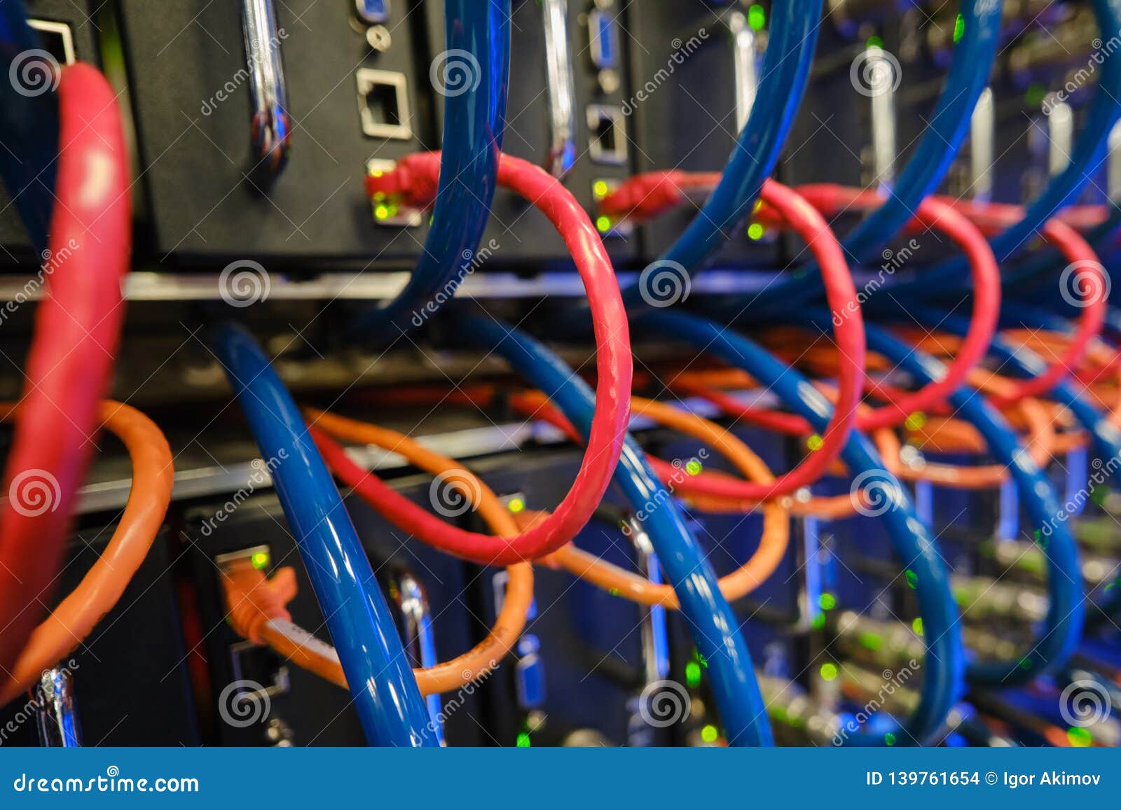 Computer Server Wires Blue and Red Stock Photo - Image of data, macro ...