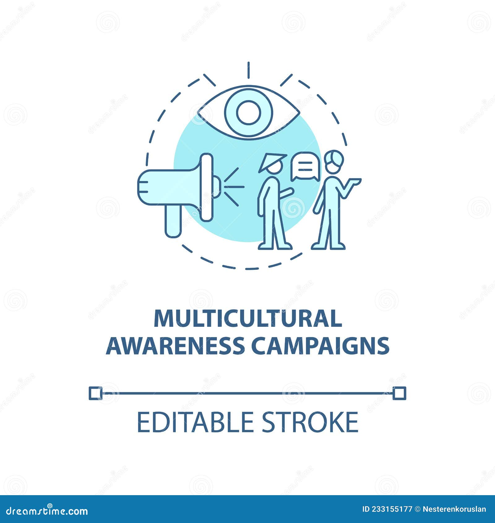 Multicultural Awareness Campaigns Blue Concept Icon Stock Vector ...