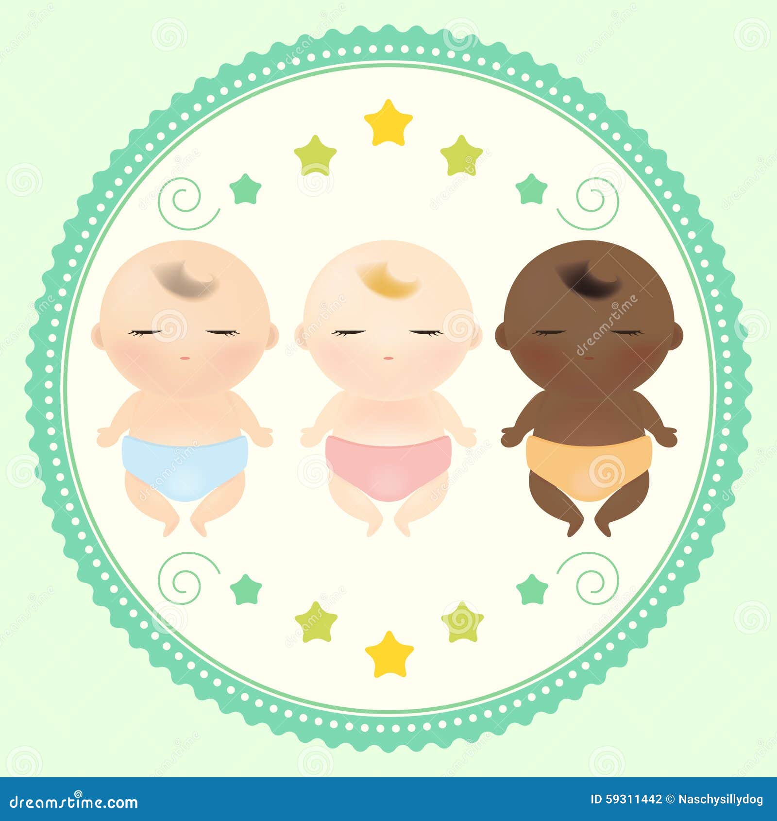 Multicultural Babies Sleeping. Stock Vector - Illustration of cartoon ...