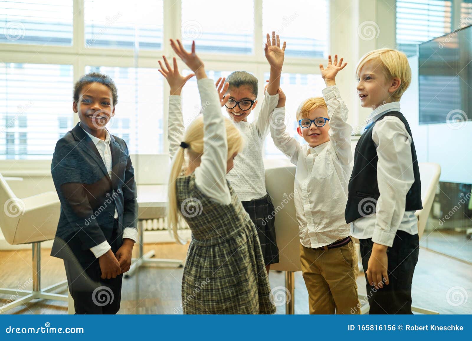 Multicultural Business Kids Team Exercise Stock Photo - Image of funny ...