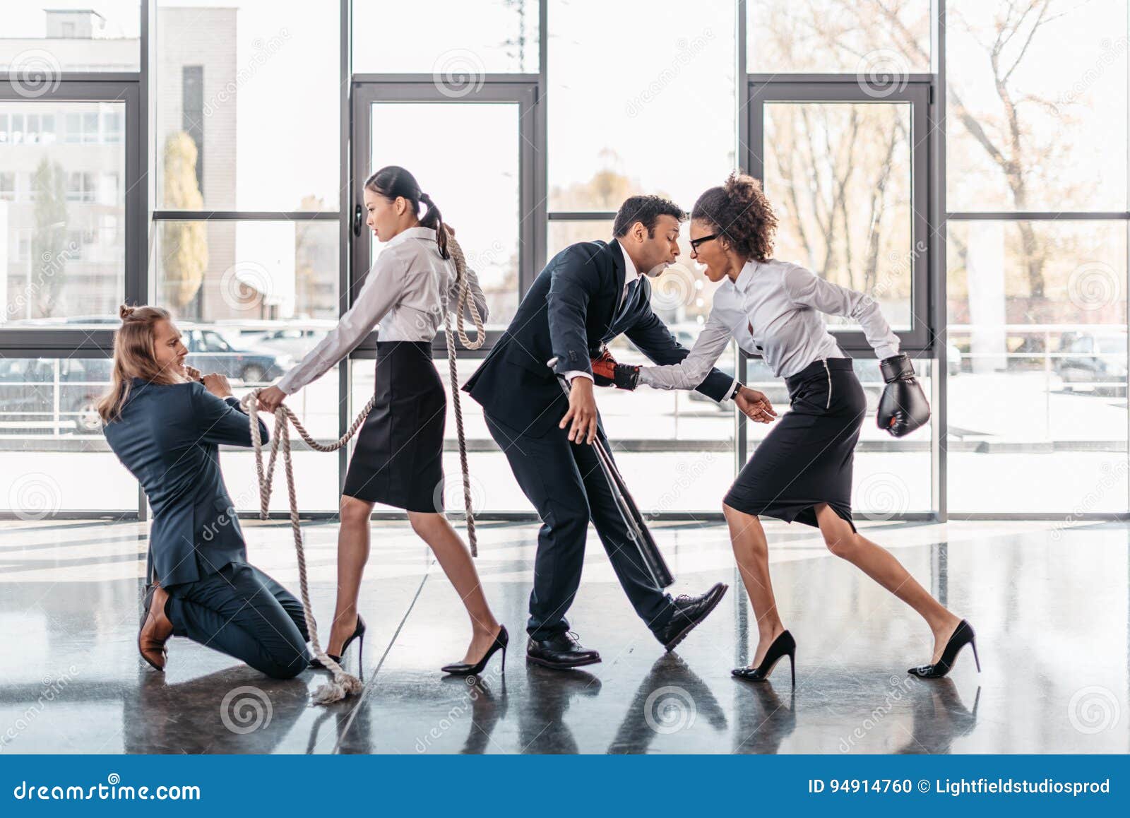 Multicultural Business Team Fight and Quarreling in Office Stock Photo ...