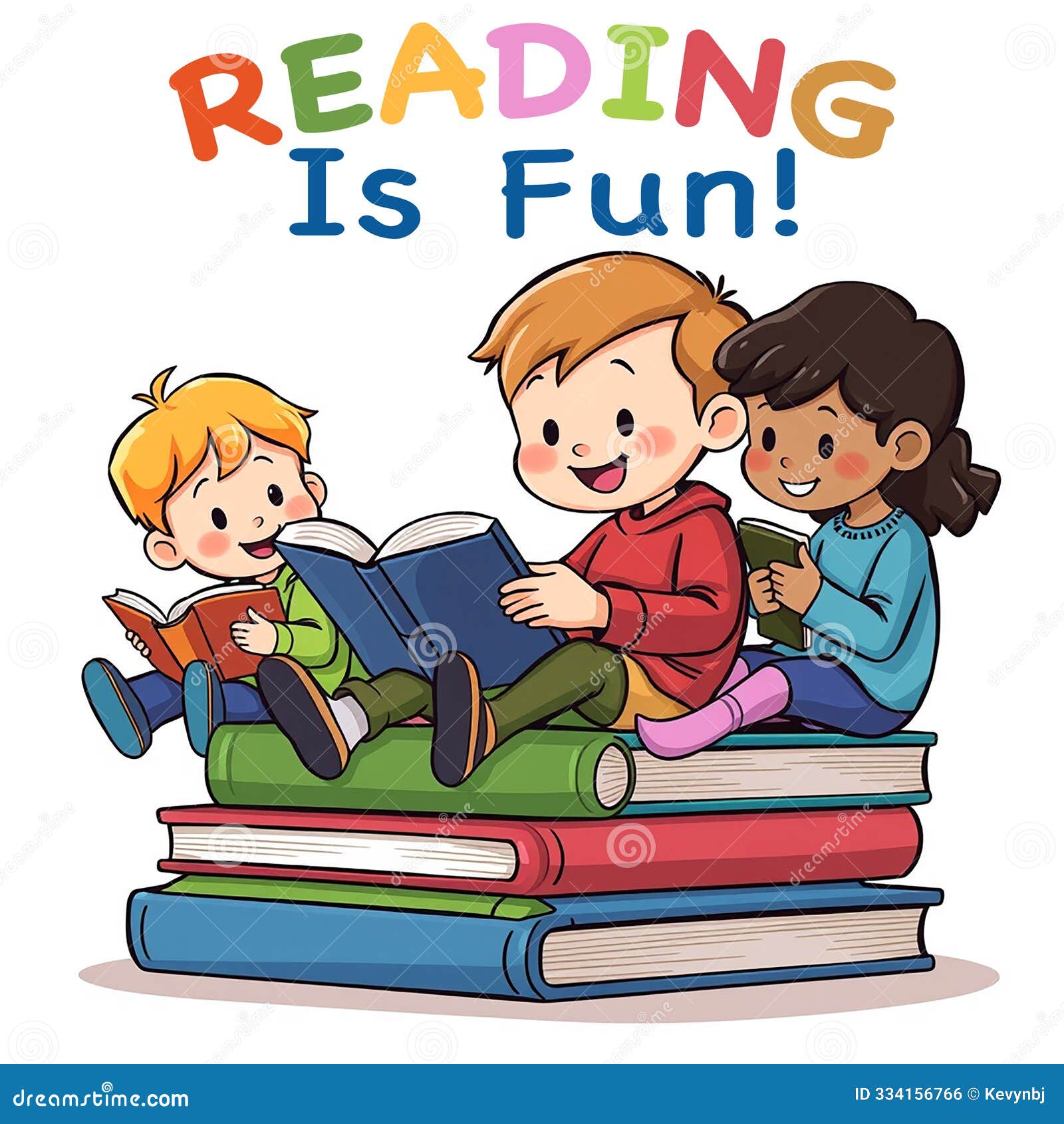 Children Reading Book And Children Playing At Garden Fields With Kids ...