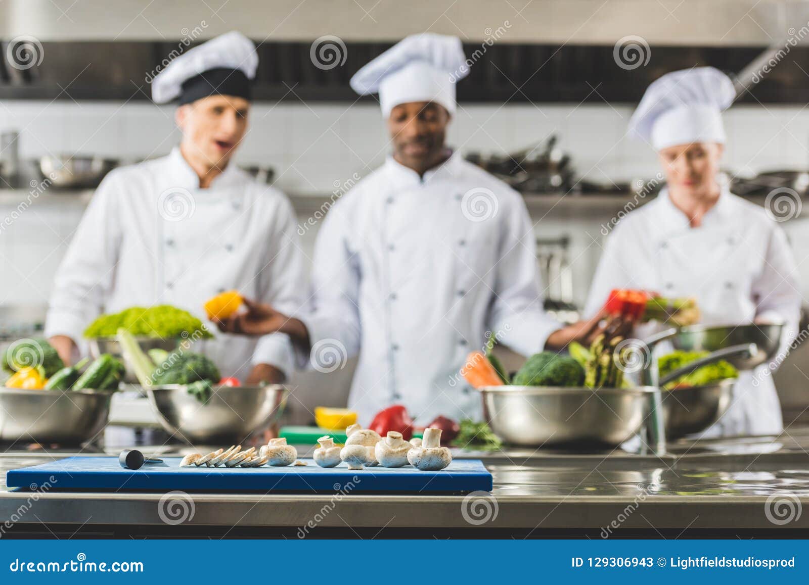 Multicultural Chefs at Restaurant Kitchen with Vegetables Stock Image ...