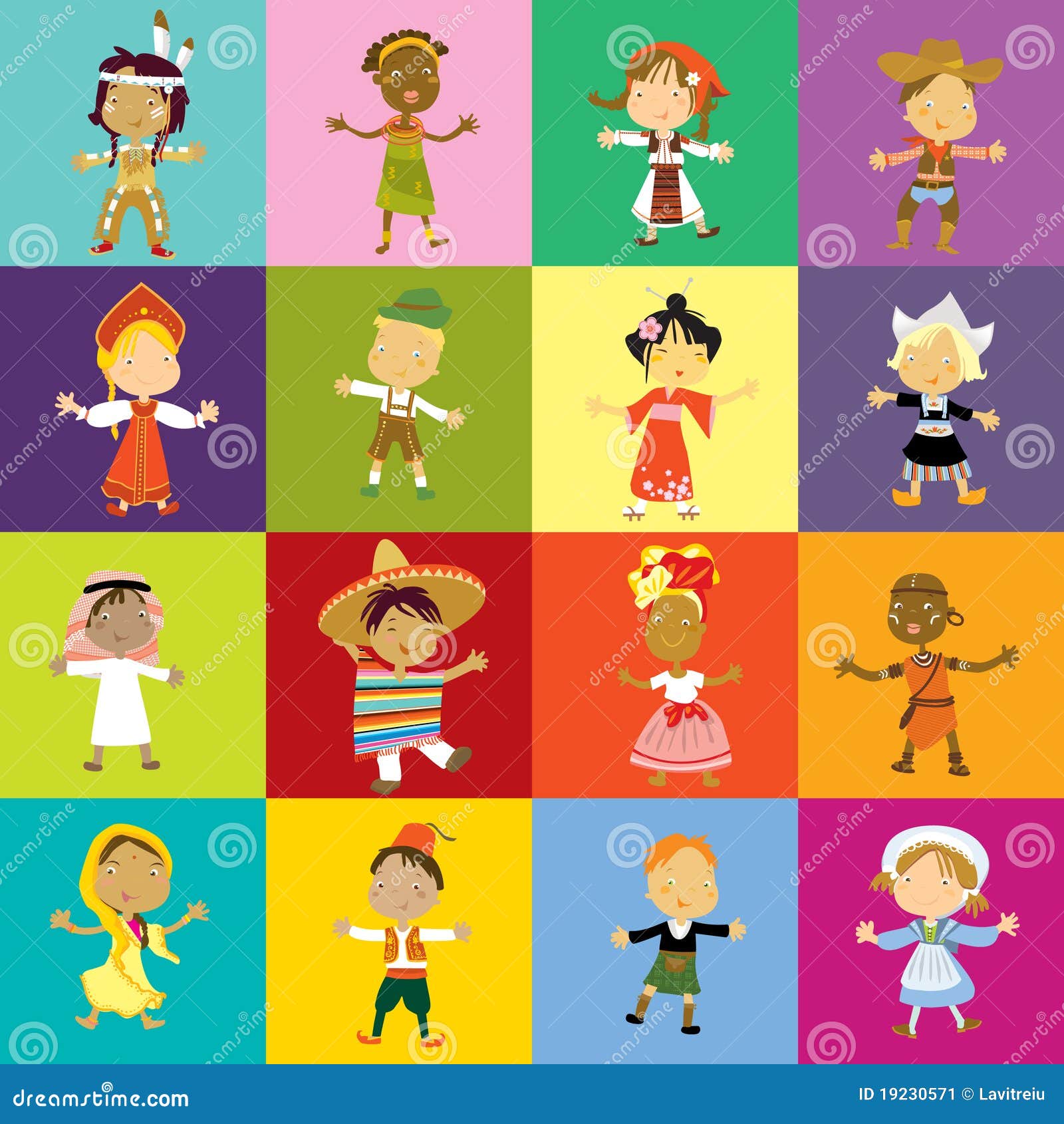 Multicultural Children Cartoon Illustration | CartoonDealer.com #44315854