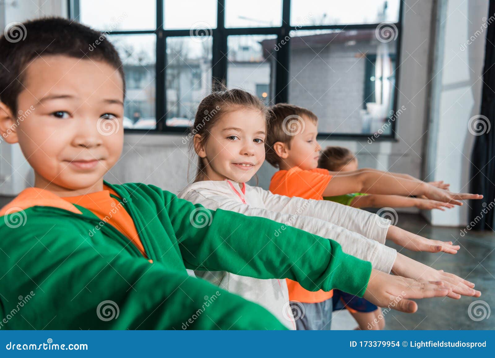 Multicultural Children with Outstretched Hands Looking Stock Photo ...