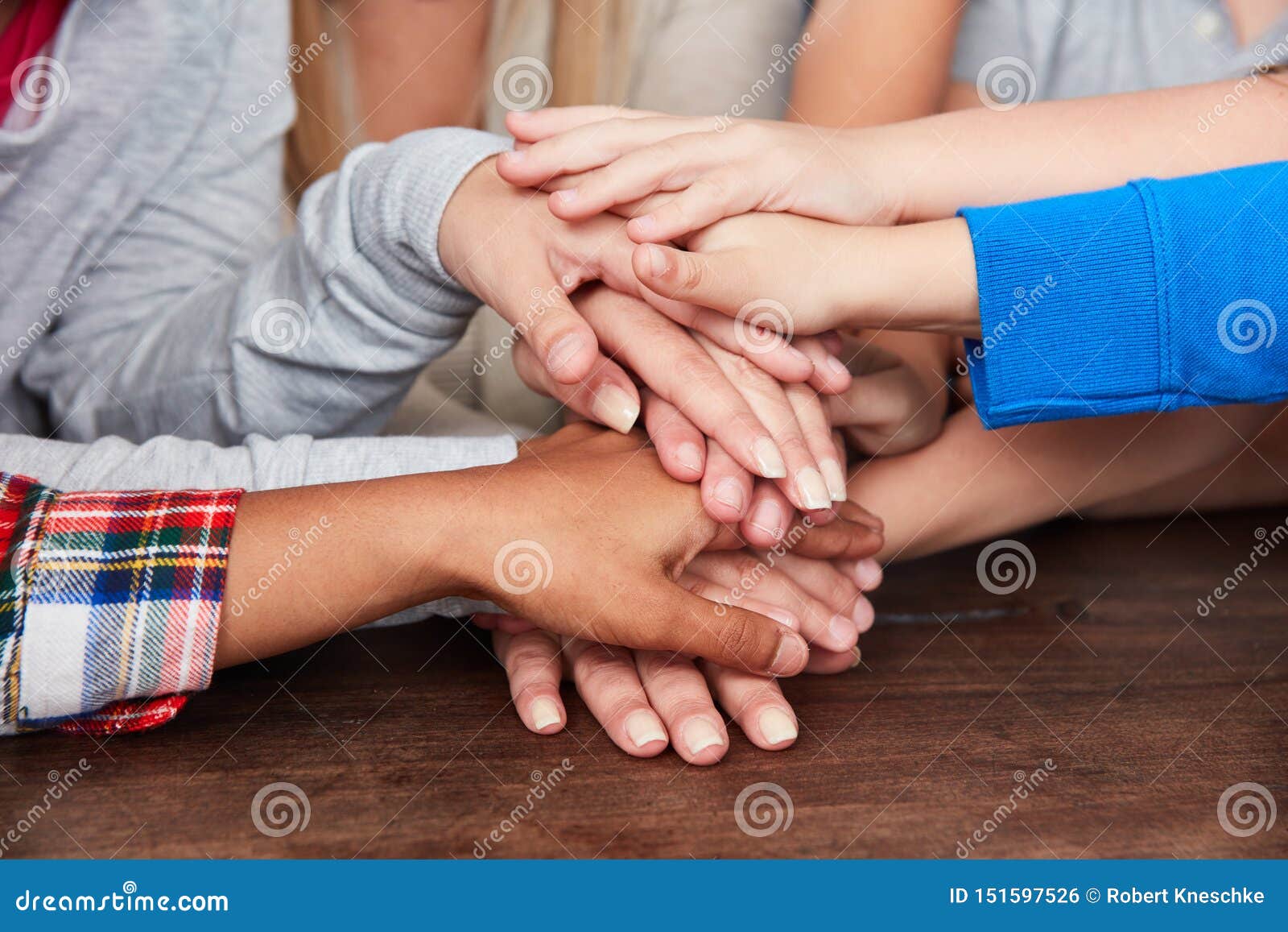 Multicultural Children are Stacking Hands Stock Photo - Image of spirit ...