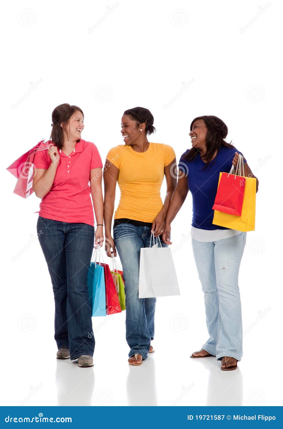 Multicultural College Students, Girls Shopping Stock Image - Image of ...