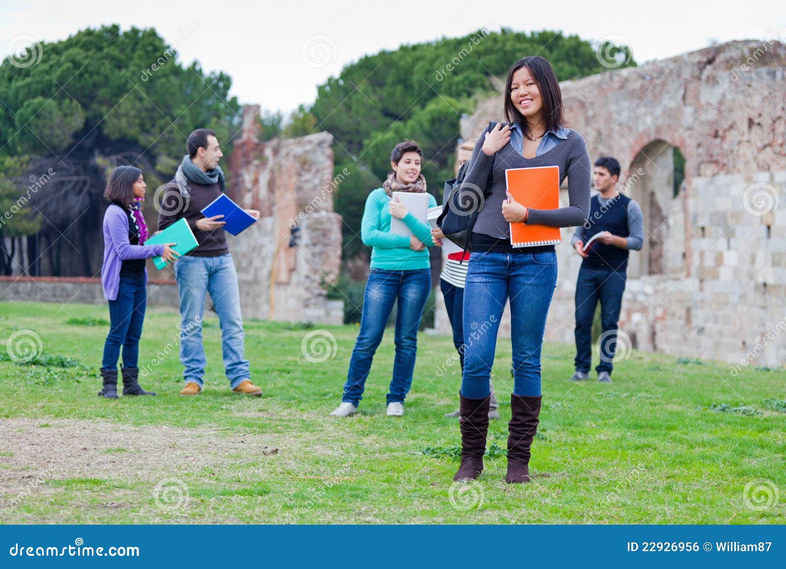 Multicultural College Students at Park Stock Photo - Image of young ...
