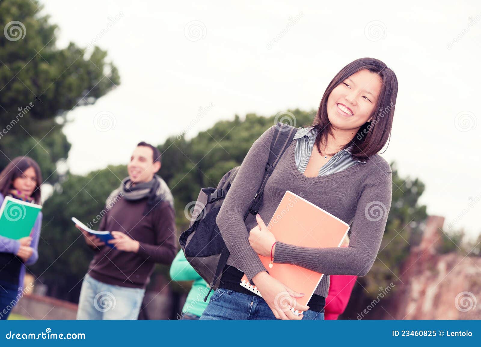 Multicultural College Students at Park Stock Image - Image of happiness ...