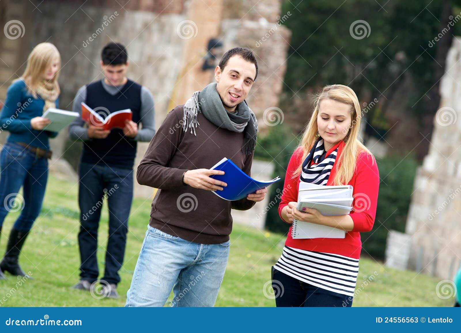 Multicultural College Students at Park Stock Image - Image of polish ...