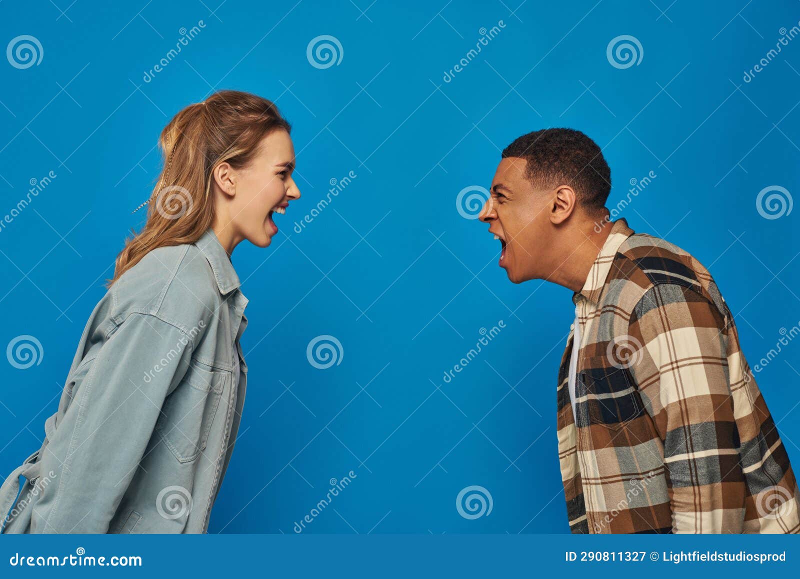 Multicultural Couple Screaming at Each Other Stock Image - Image of ...