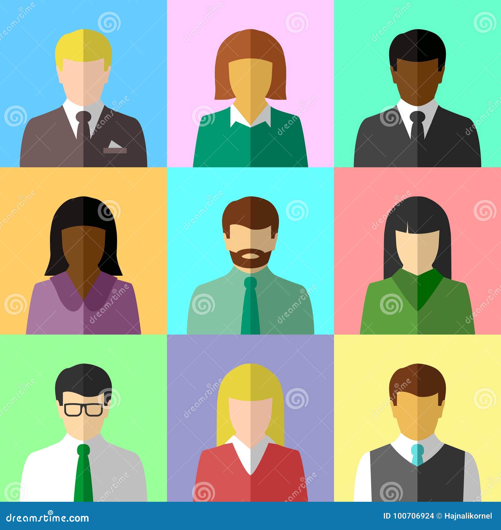Multicultural Group of People in Flat Design Stock Vector ...
