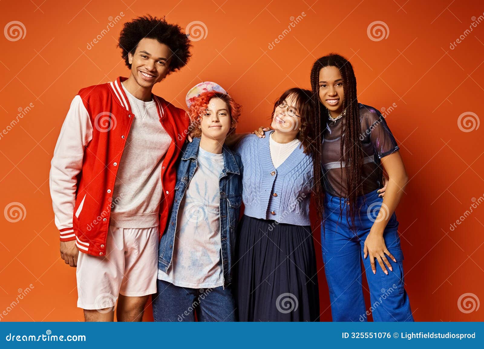 Multicultural Friends, Including a Nonbinary Individual Stock Photo ...