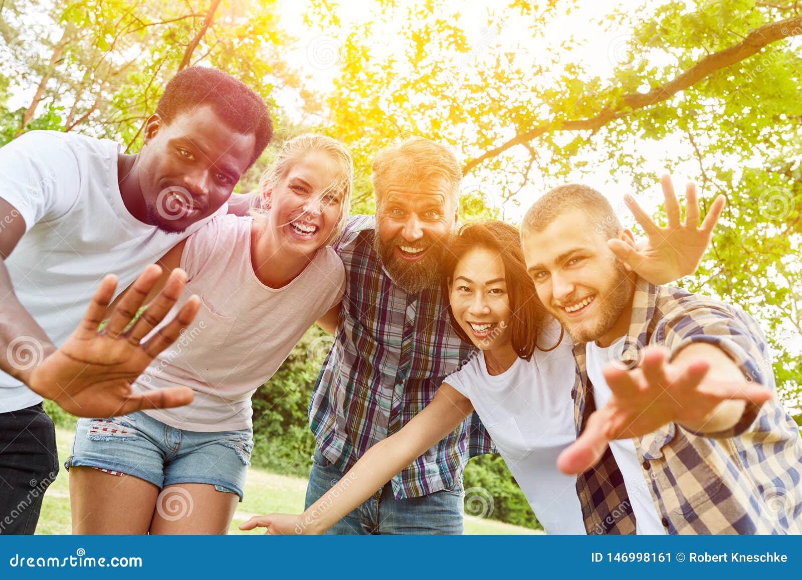 Multicultural Friends Waving Their Hands Stock Image - Image of ...