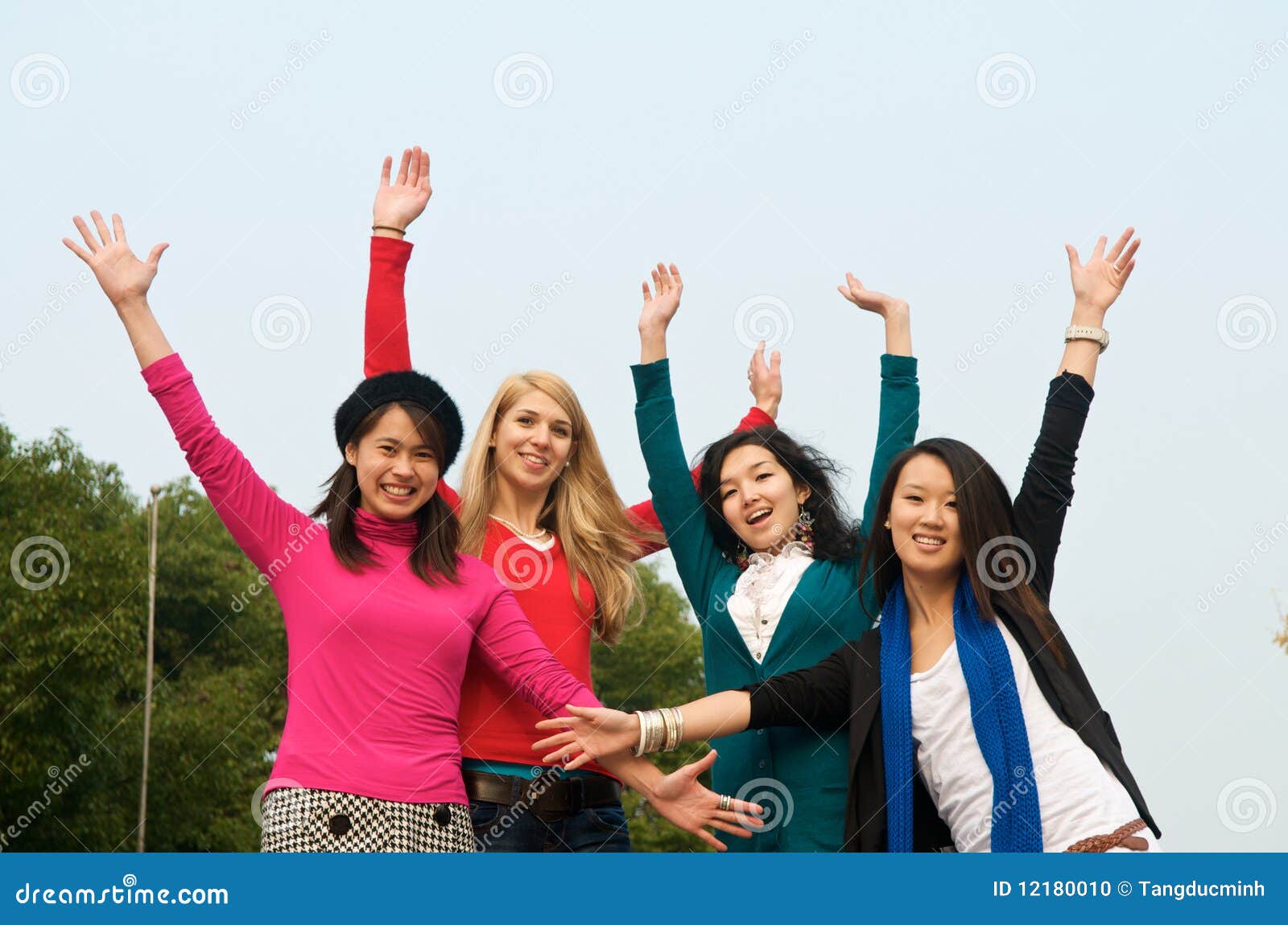 Multicultural Girls in College Cheering Stock Photo - Image of ...