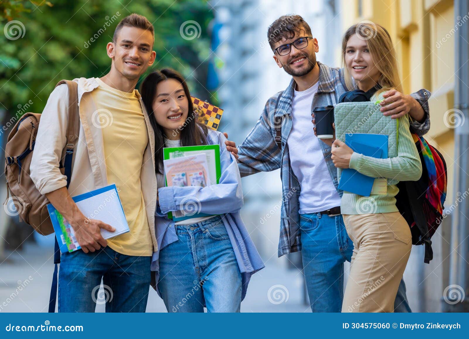 Multicultural Group of College Students or Friends Standing in Campus ...