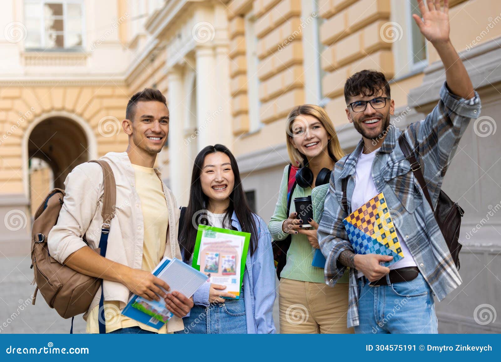 Multicultural Group of College Students or Friends Standing in Campus ...
