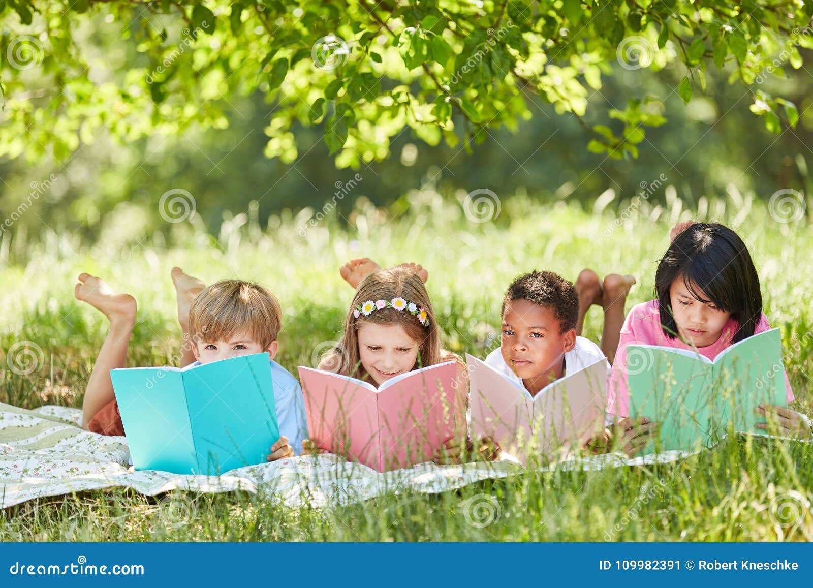 Multicultural Group Learning To Read Children Stock Image - Image of ...
