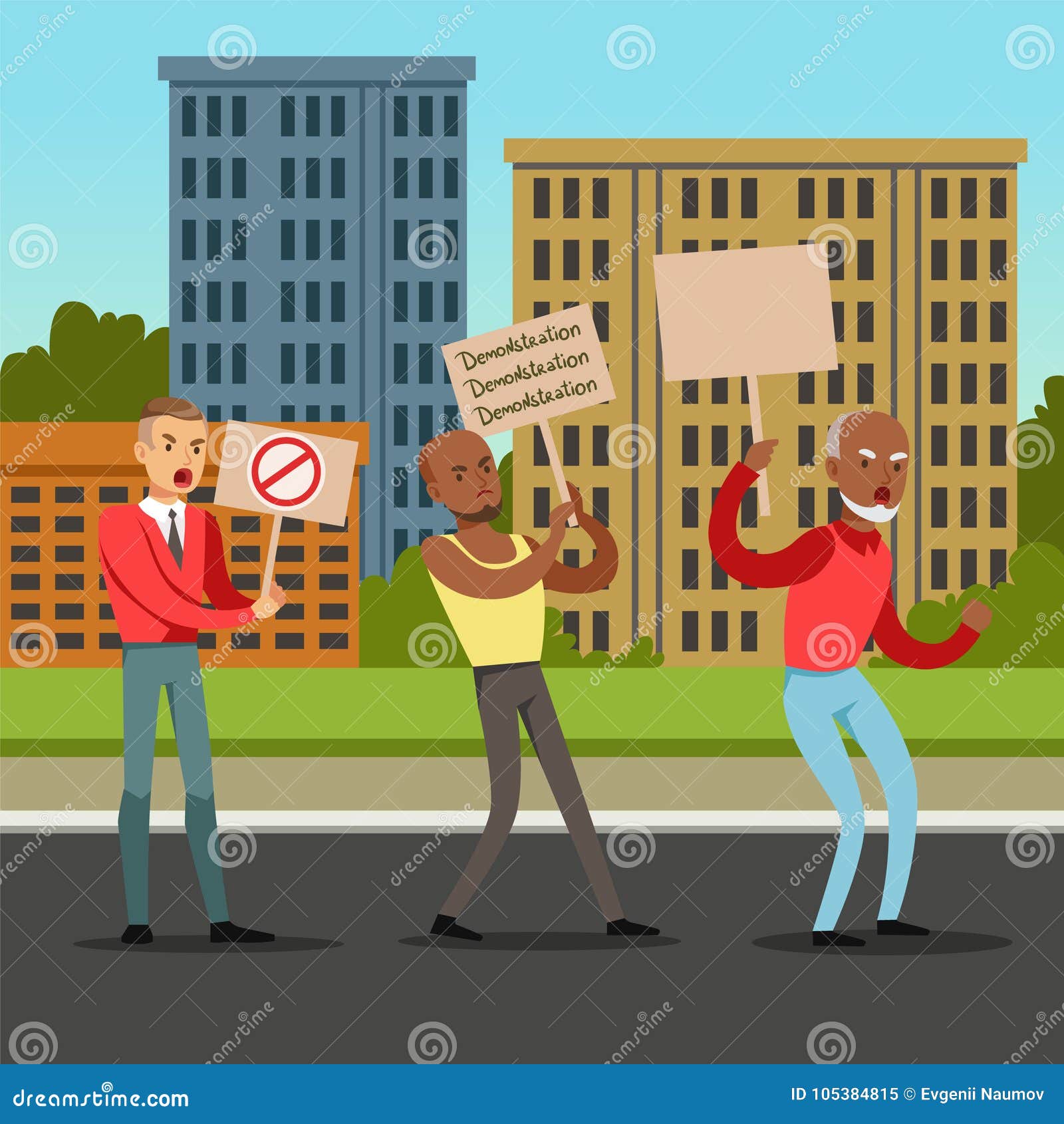 Mass Protest, Group Of Young Adults People Claiming Their Demands. Men ...