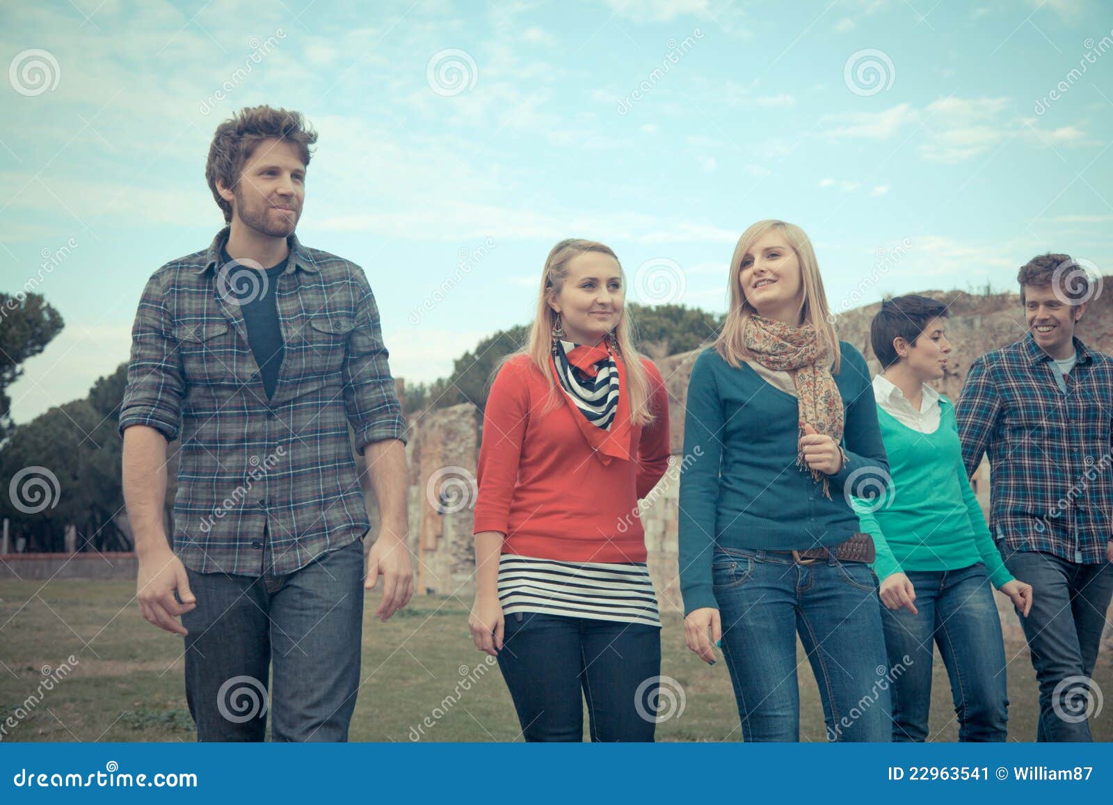 Multicultural Group of People Walking Together Stock Image - Image of ...
