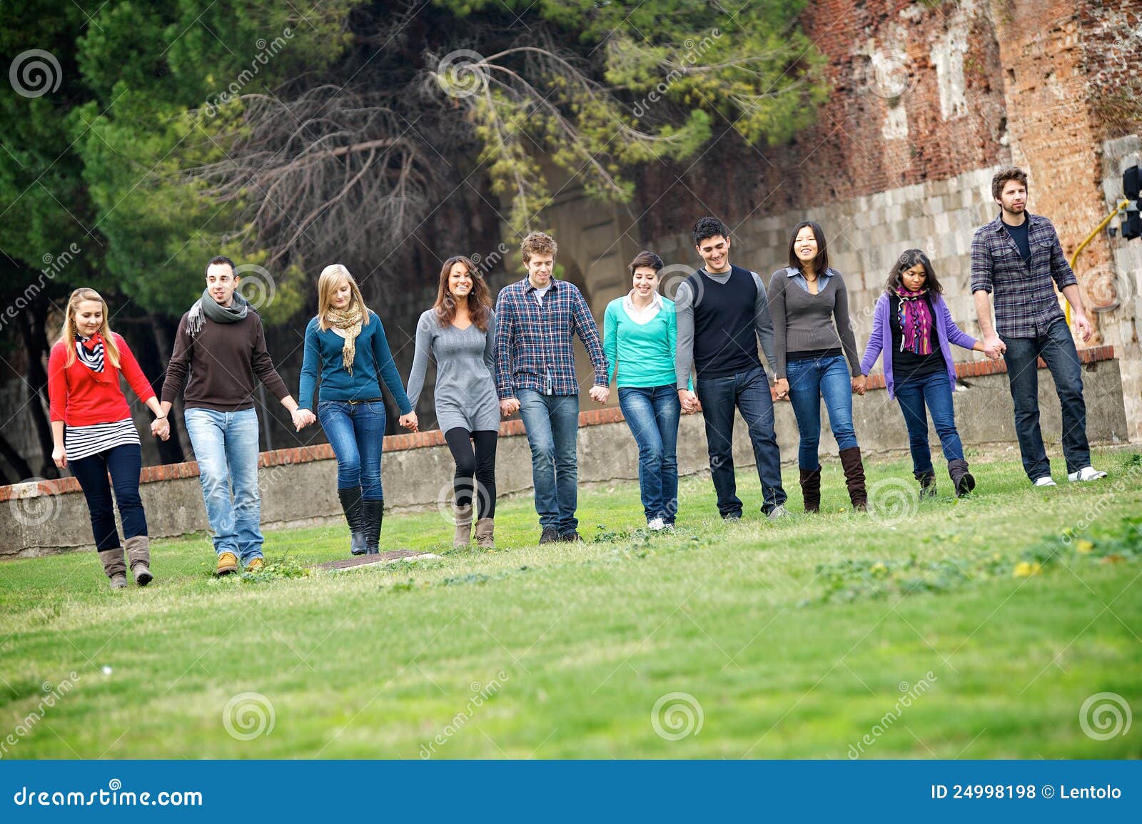 Multicultural Group of People Walking Together Stock Photo - Image of ...