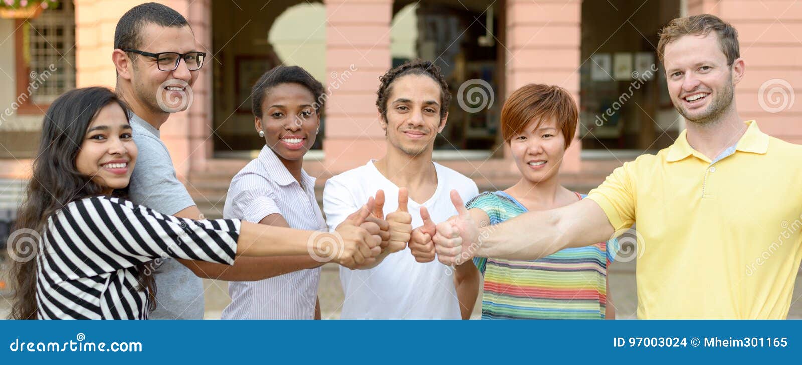 Multicultural Group of Students Giving Thumbs Up Stock Photo - Image of ...