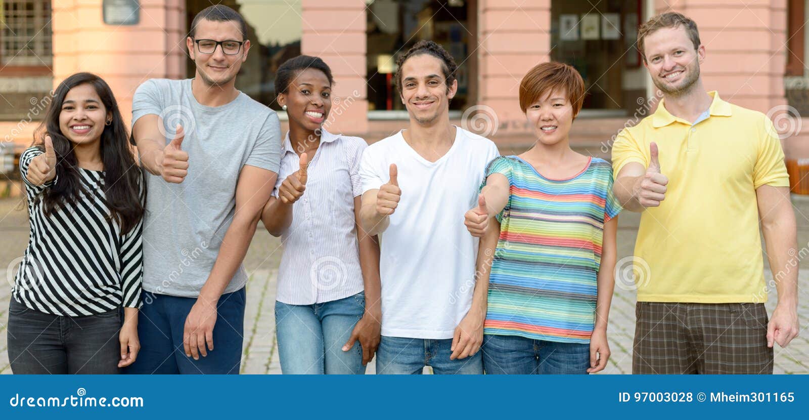 Multicultural Group of Students Giving Thumbs Up Stock Photo - Image of ...